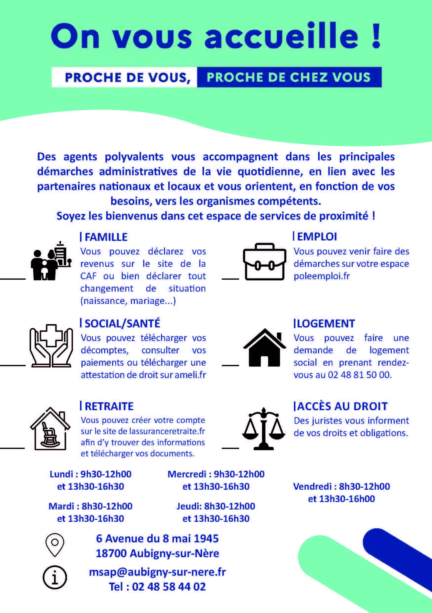 Permanences : CDAD, assistante sociale, mission locale, CPAM, France ...